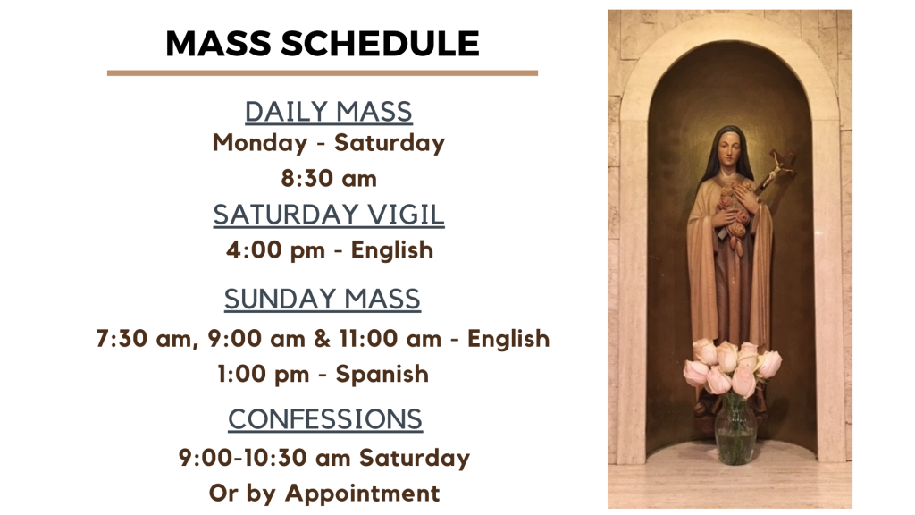 Mass Schedule 2021 | Little Flower Catholic Parish